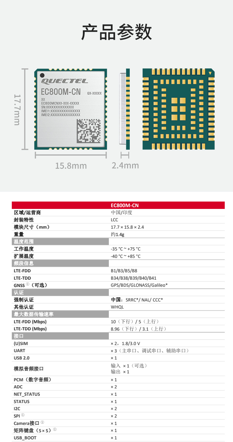 EC800MCNLC-I03-SNNDA移远通信物联网4g模组全网通cat1模块小尺寸ASR芯片 - 三英互联官网