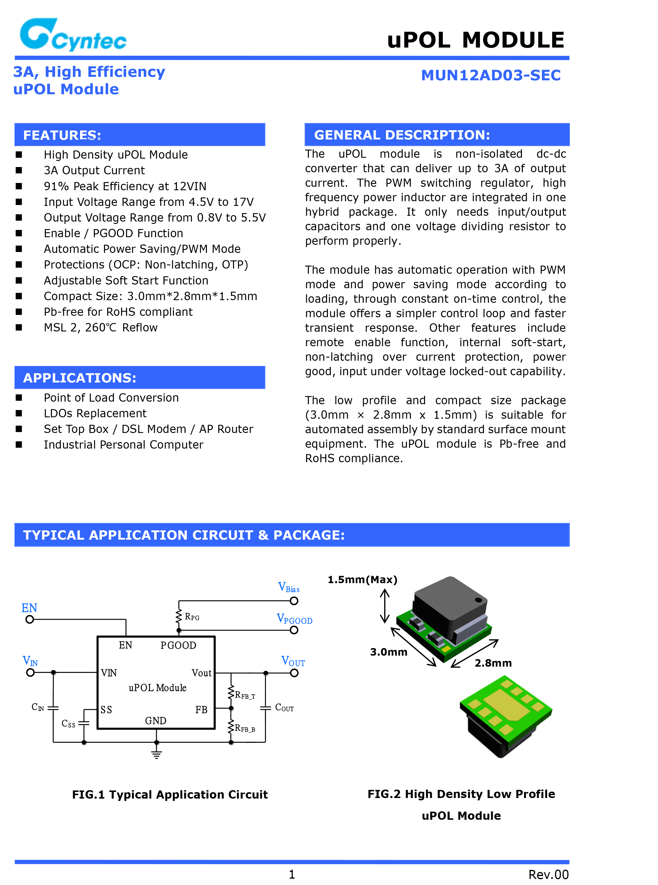 Cyntec(乾坤)电源模块MUN3CAD03-SE/MUN12AD03-SEC - 三英互联官网